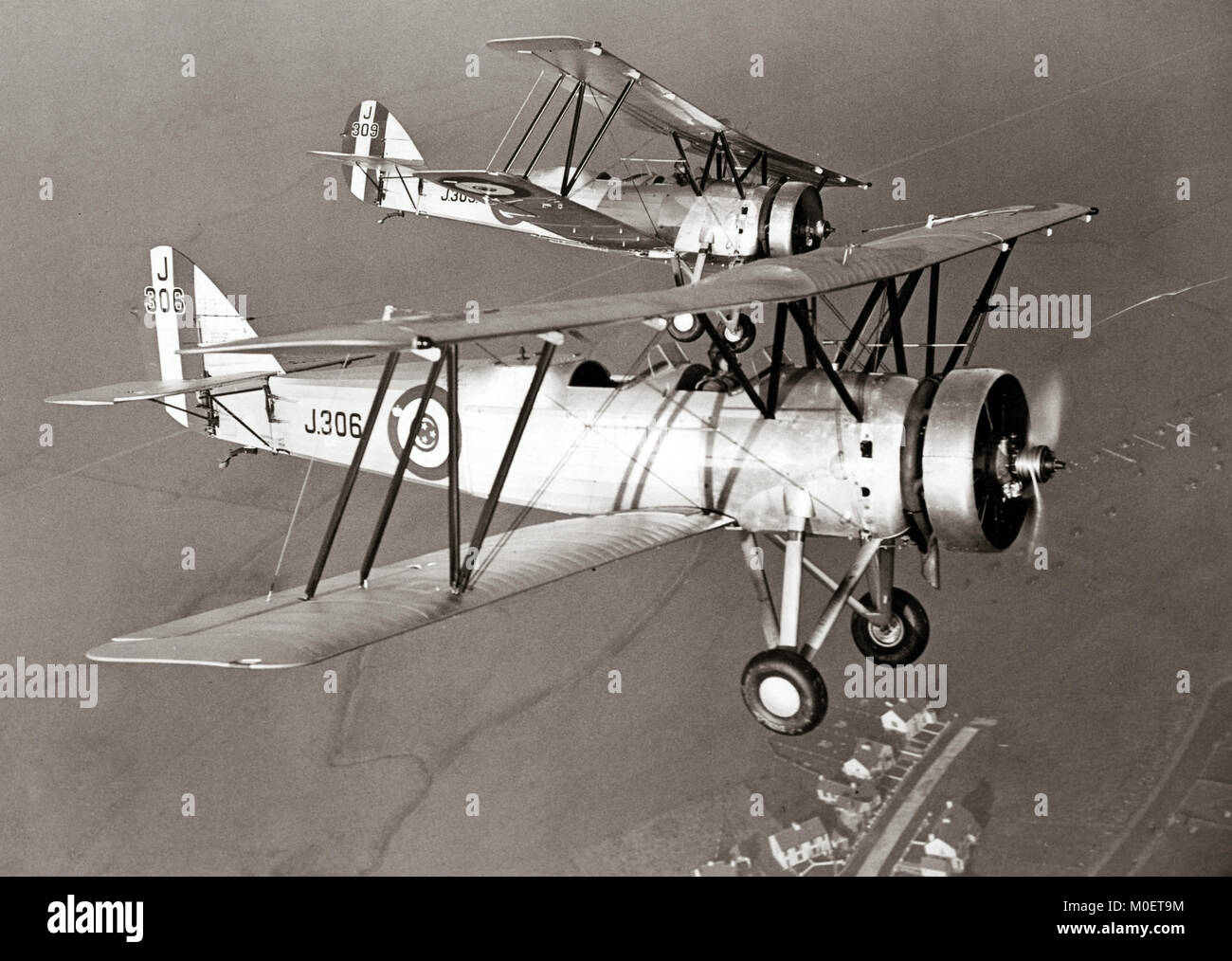 Avro Tutor biplane, Egyptian Army Air Force, 1933 Training flight in ...