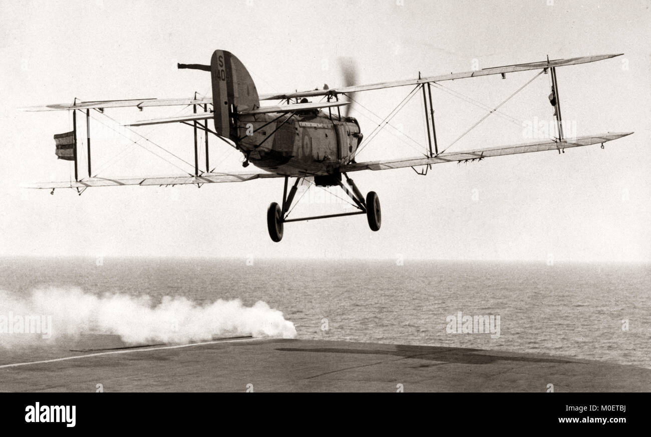 Prince of Wales in Fairey biplane, HMS Glorious, 1930's Stock Photo - Alamy