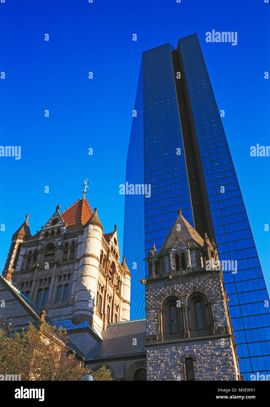 Trinity Church and the Hancock Tower, Boston, Massachusetts, USA Stock ...