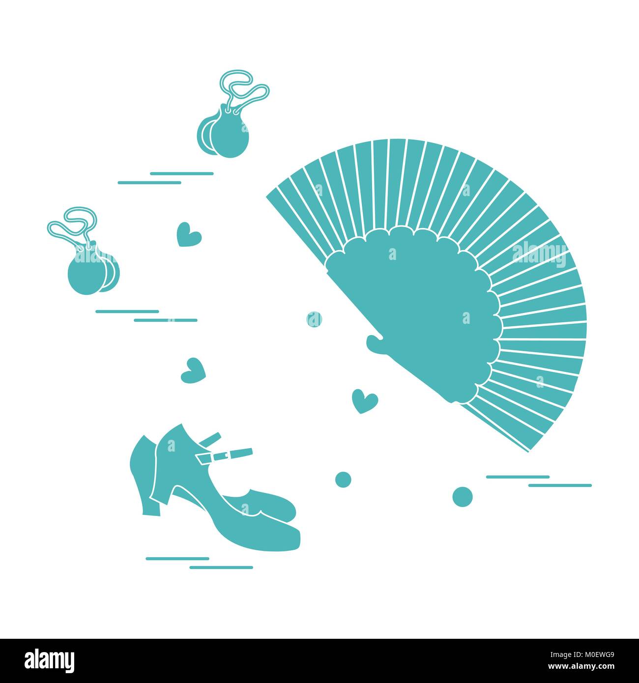 Vector illustration with various symbols of dance culture of Spain ...