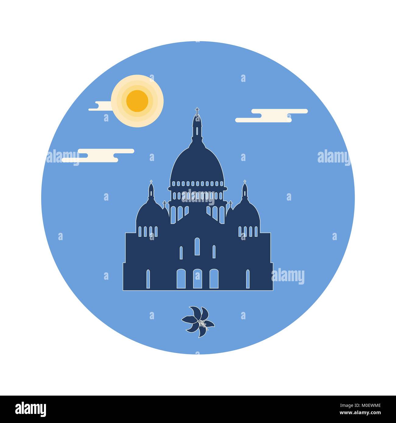 Famous basilica of Paris. Symbol and landmark. Design for banner ...
