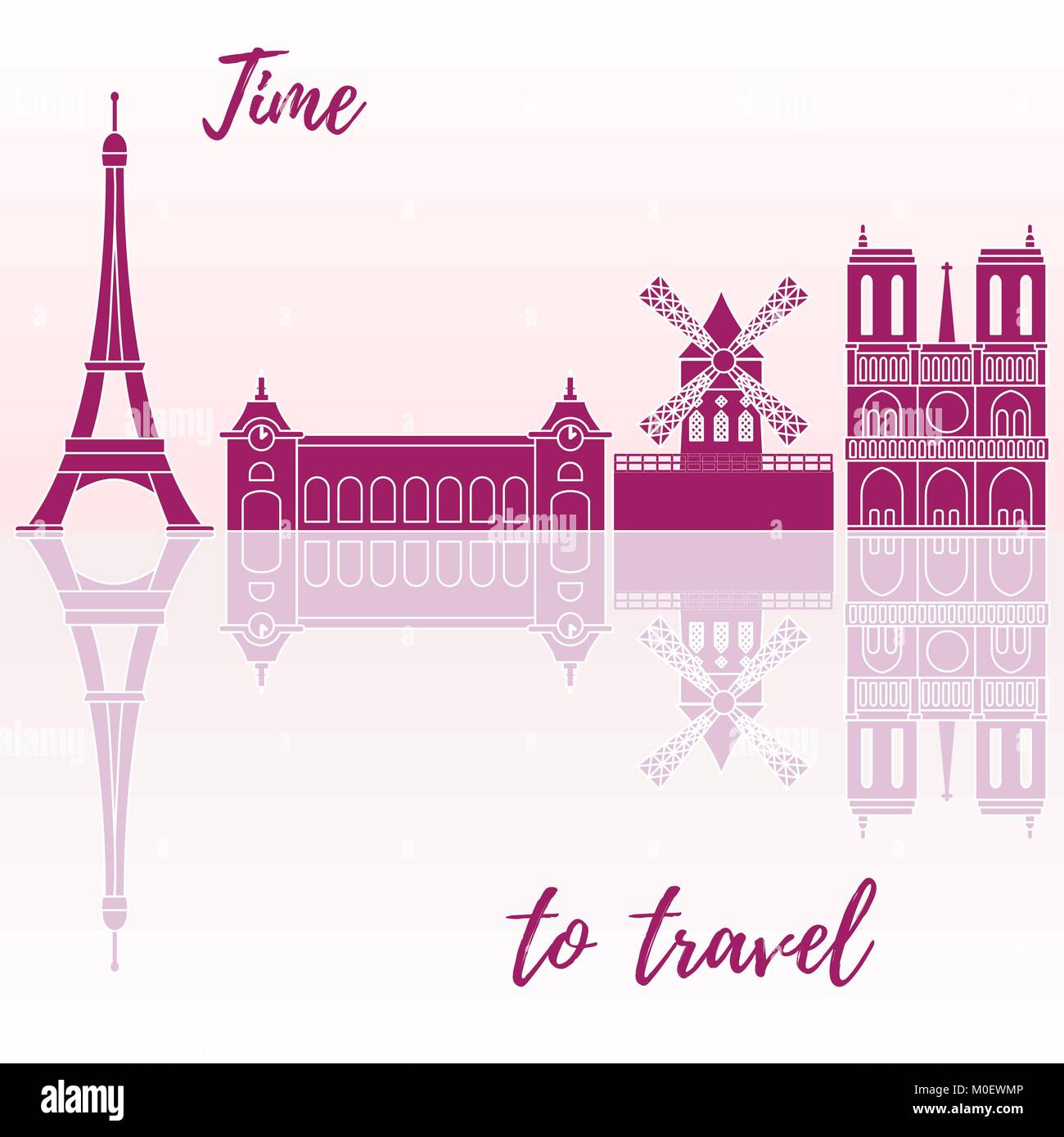 Famous buildings of Paris. Symbols and landmarks. Design for banner ...