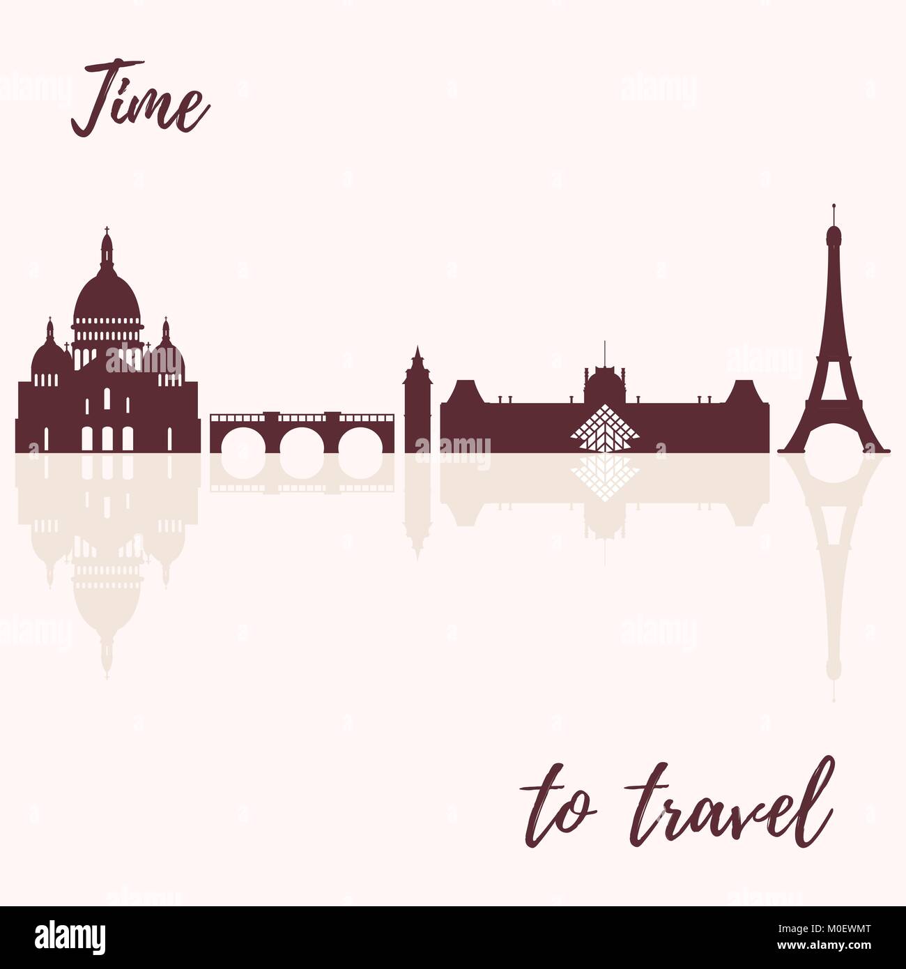 Famous buildings and constructions of Paris. Symbols and landmarks ...