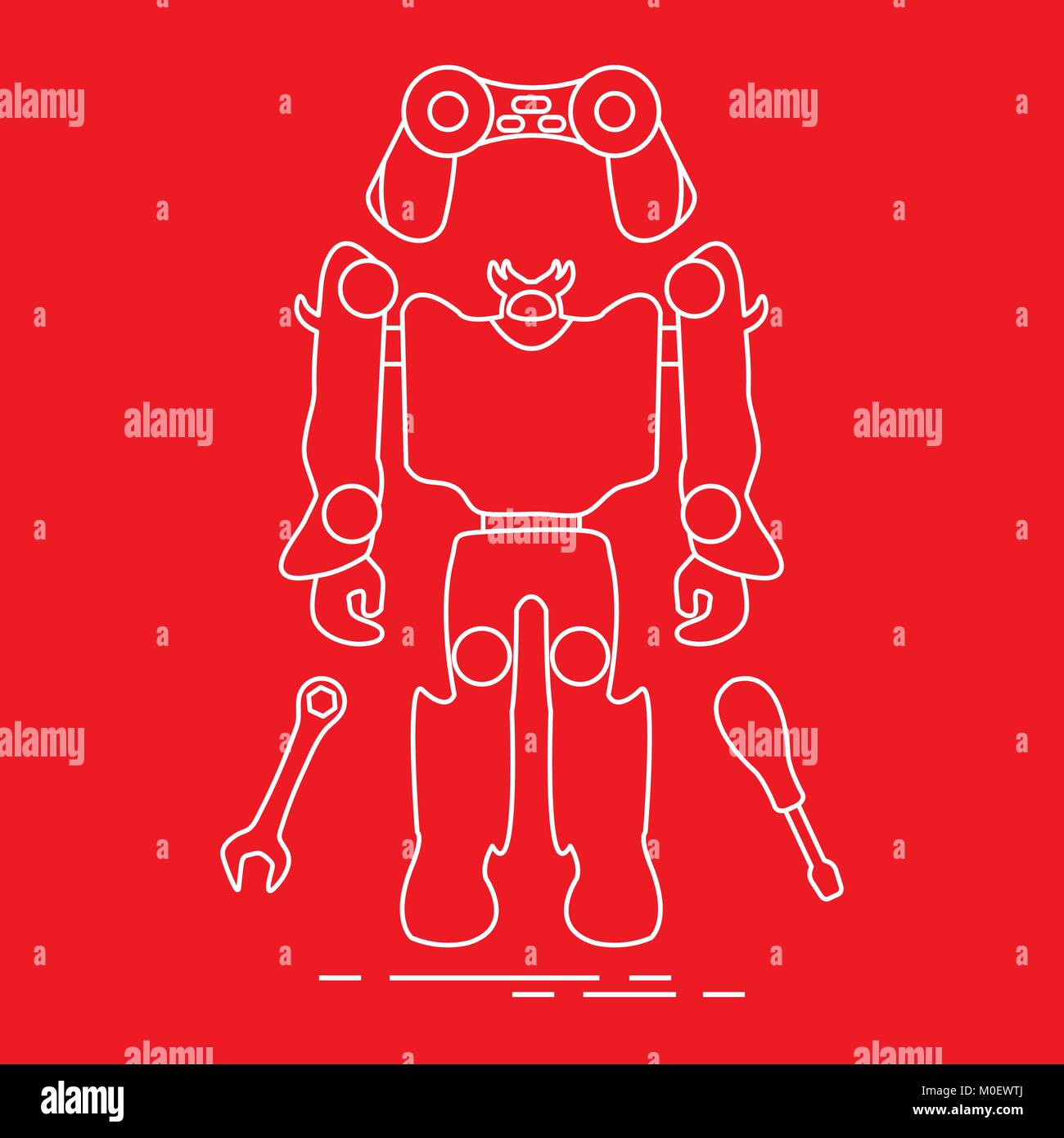 Toys for children: robot, remote control, spanner, screwdriver. Design ...