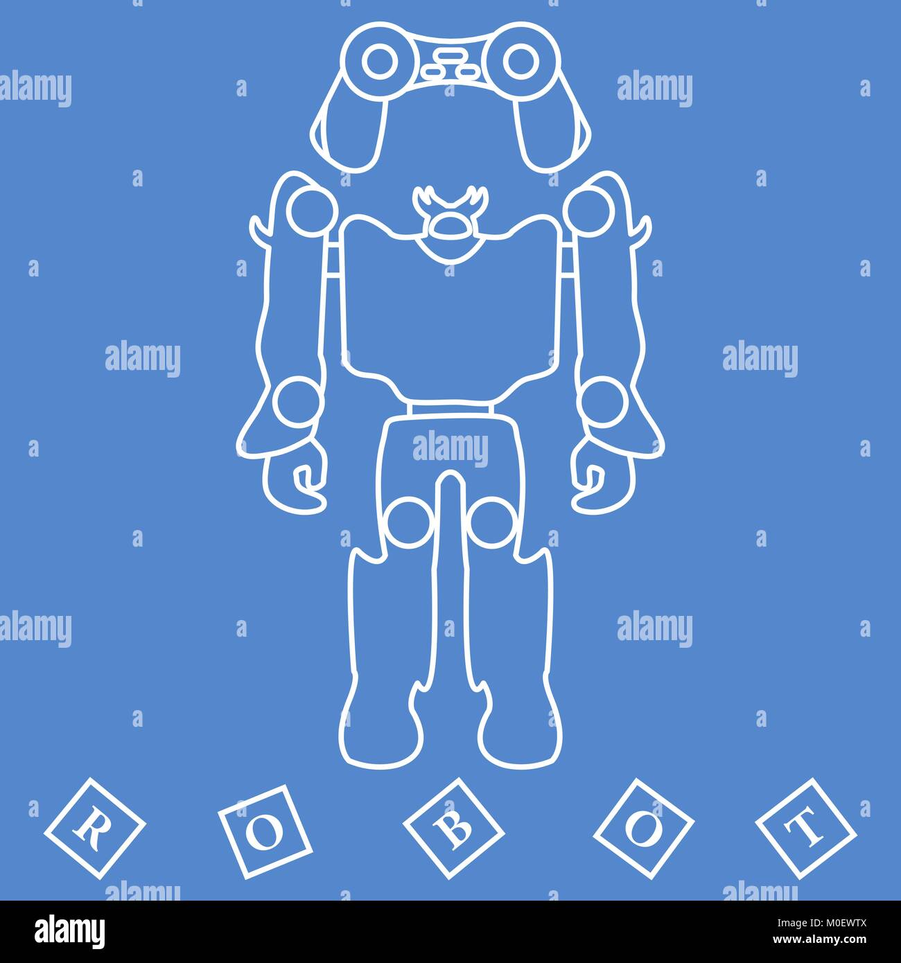 Toys for children: robot, remote control, cubes. Design for banner ...