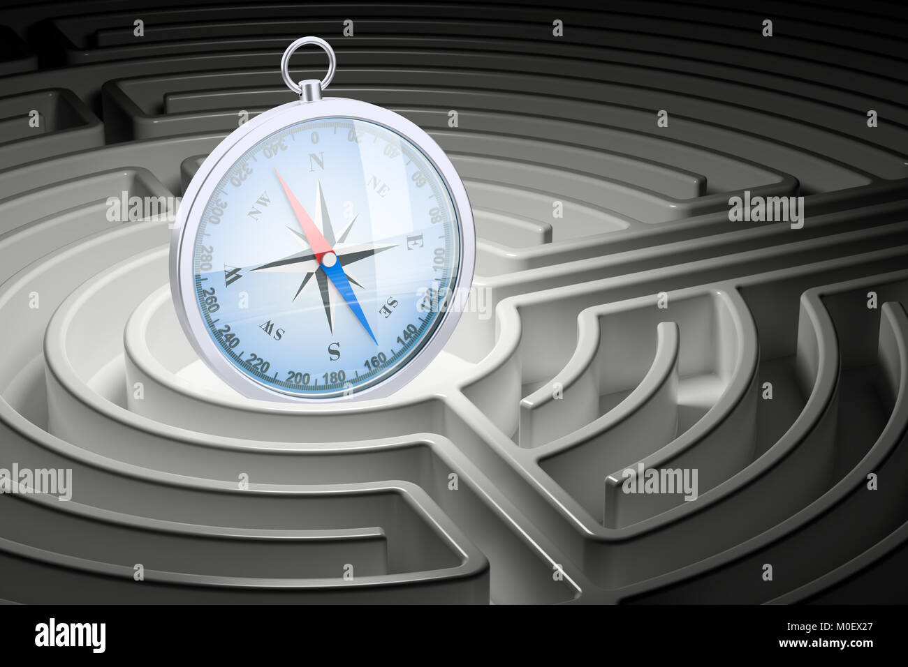 Compass inside labyrinth maze. 3D rendering Stock Photo - Alamy