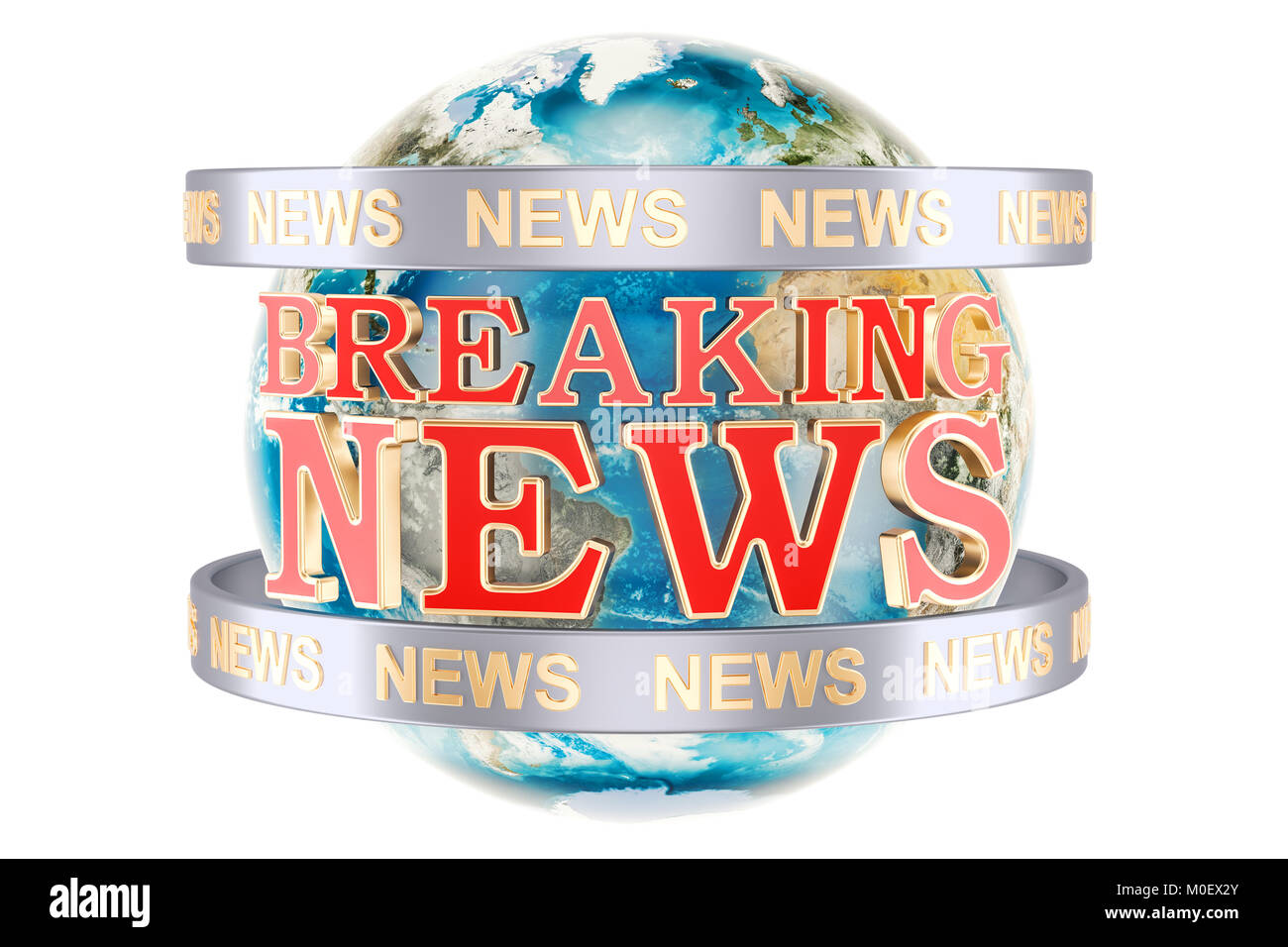 Global Breaking News with Earth Globe concept, 3D rendering isolated on ...