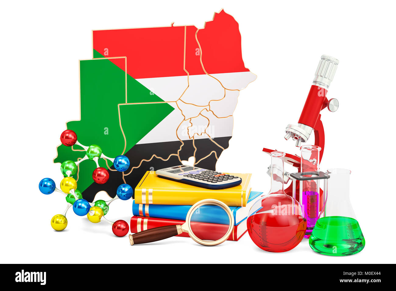 Scientific research in Sudan concept, 3D rendering isolated on white ...