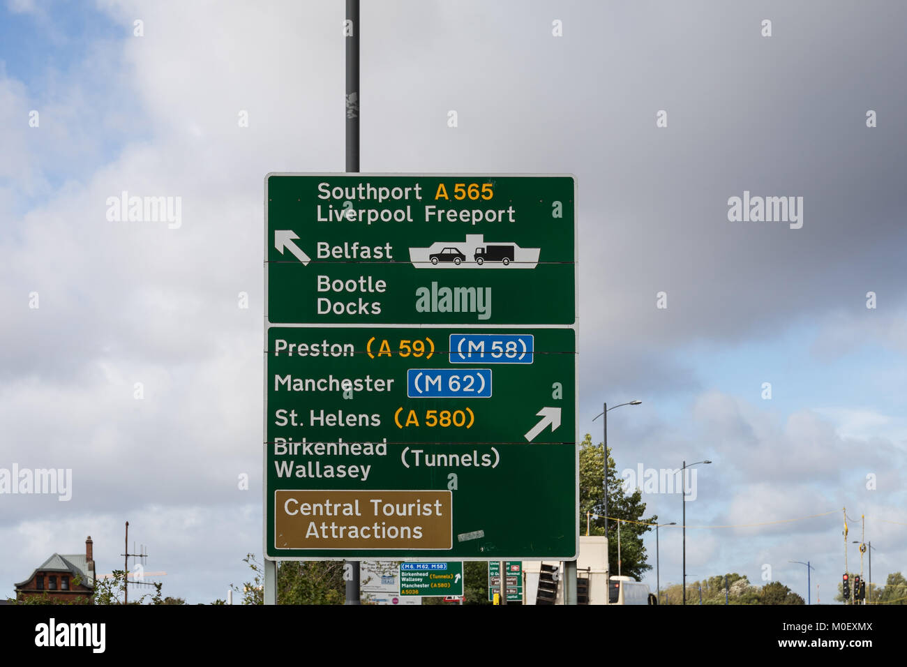 Road directions sign - Liverpool, Merseyside, UK Stock Photo - Alamy