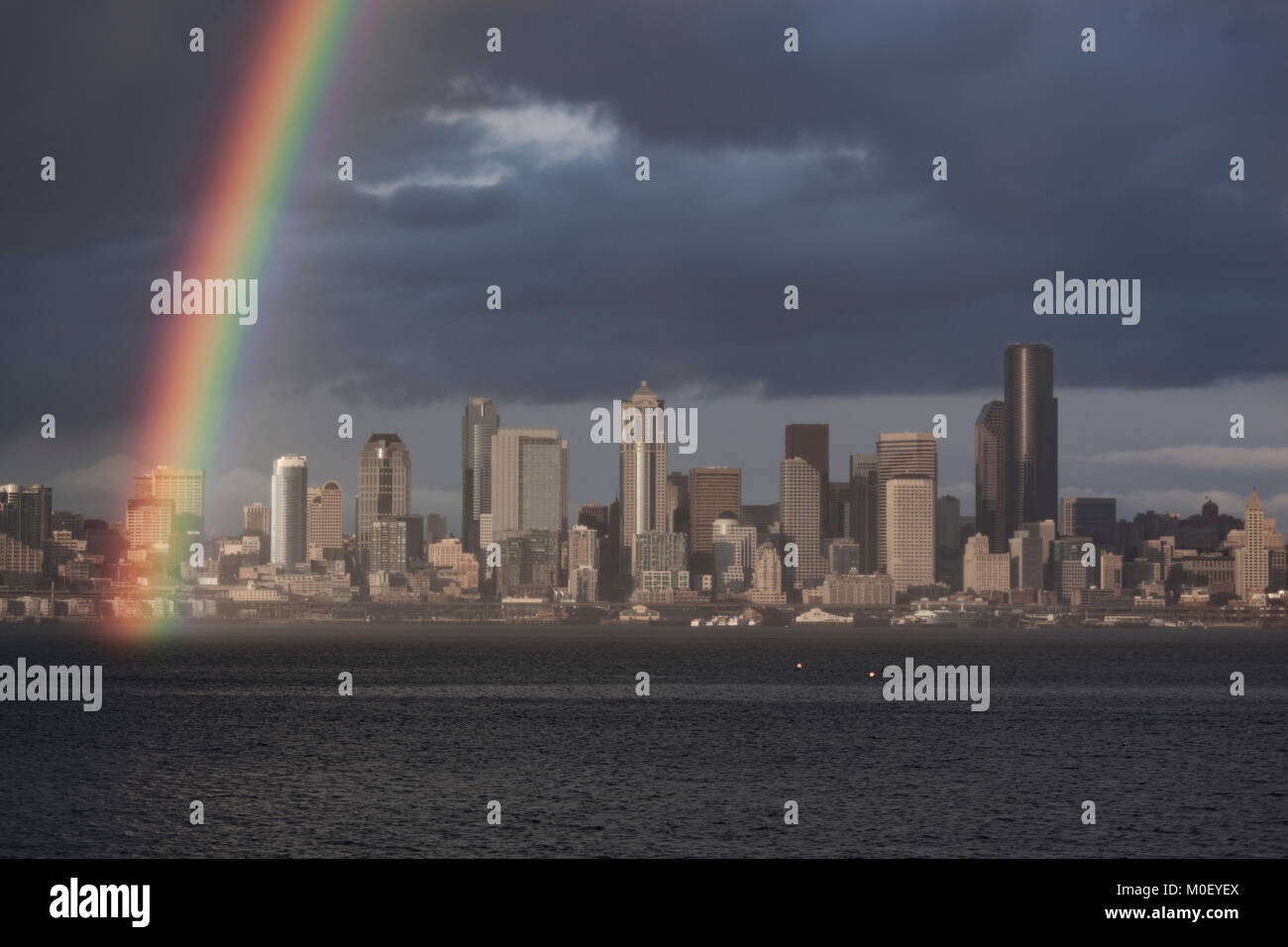Rainbow over Seattle, Washington, USA Stock Photo - Alamy