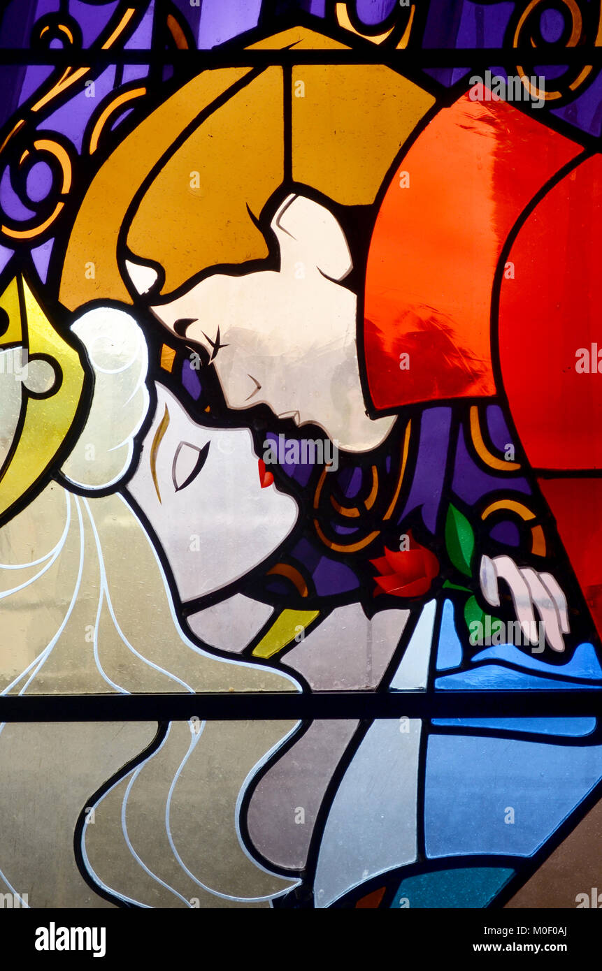 Paris - France, Circa June, 2013. Colorful Disney Stain glass window ...