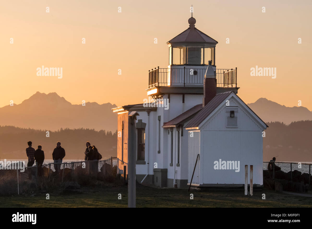 United States, Washington, Seattle, West Point Lighthouse with a ...