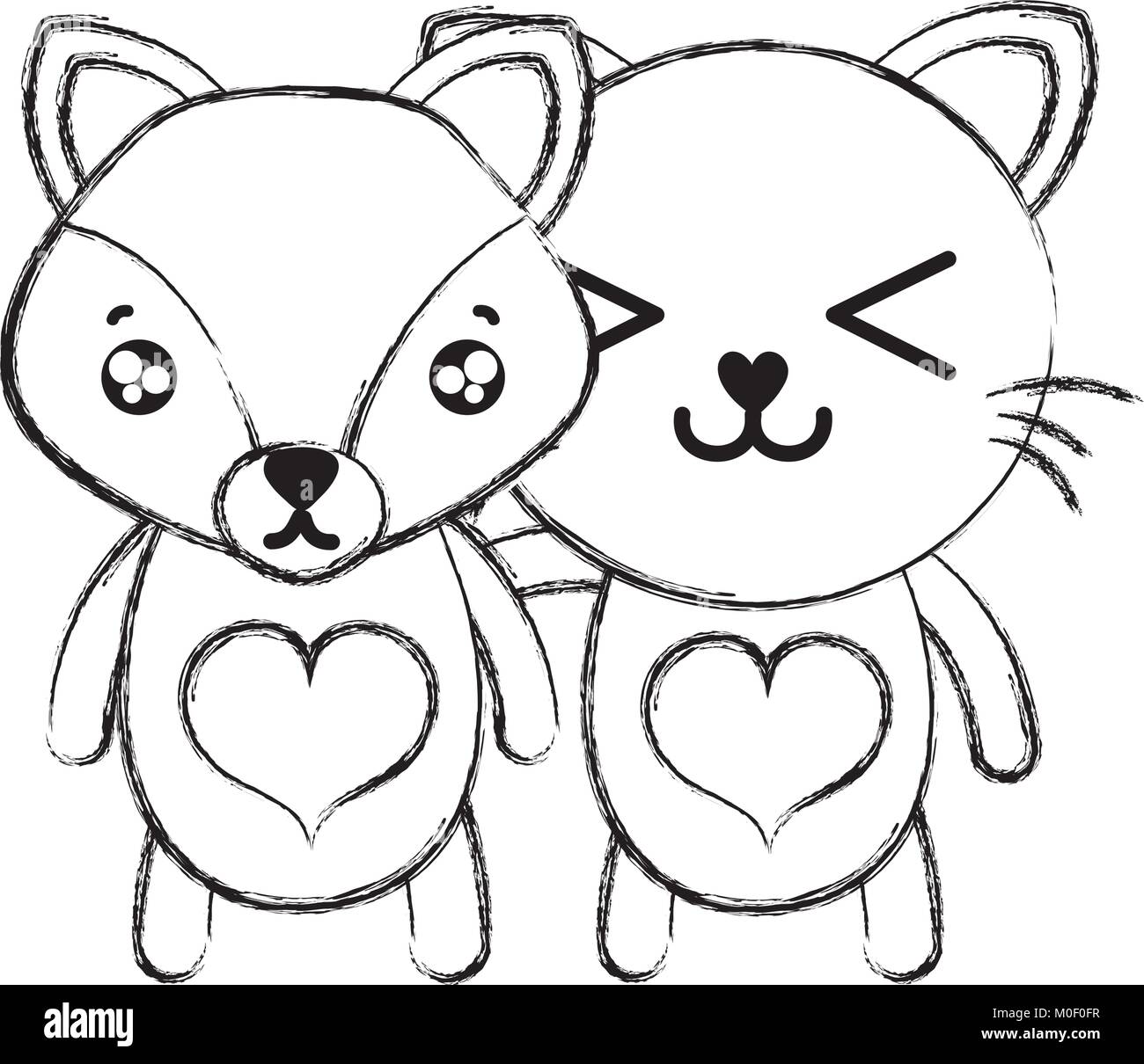 figure fox and cat cute animal friends Stock Vector Image & Art - Alamy