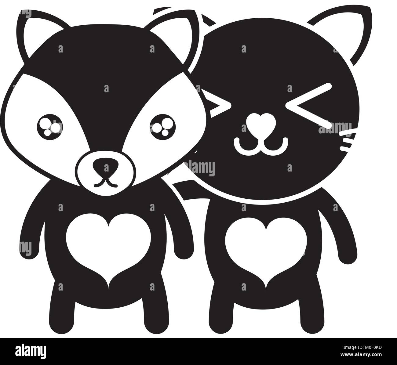 silhouette fox and cat cute animal friends Stock Vector Image & Art - Alamy