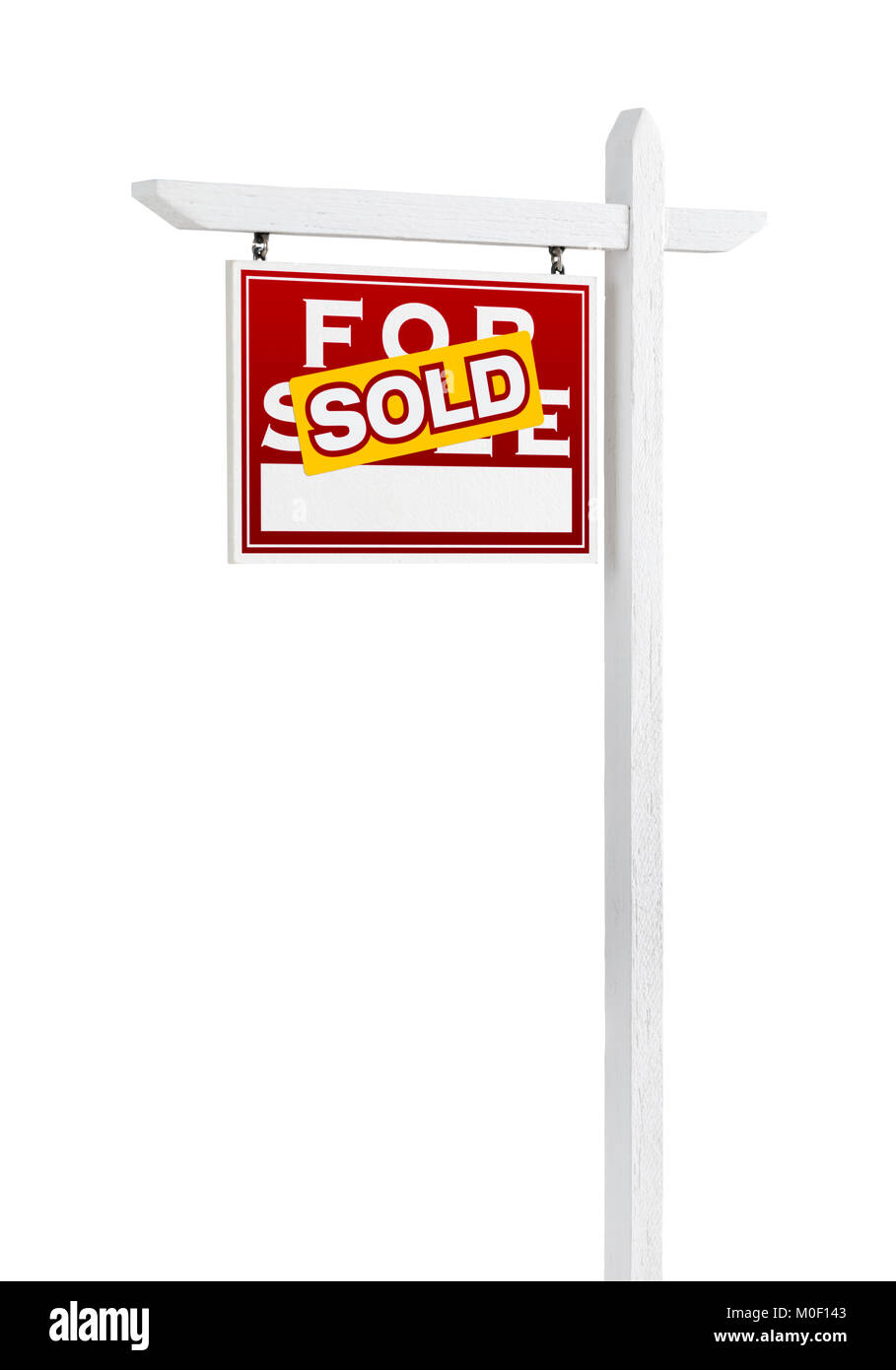 Left Facing Sold For Sale Real Estate Sign Isolated on a White ...