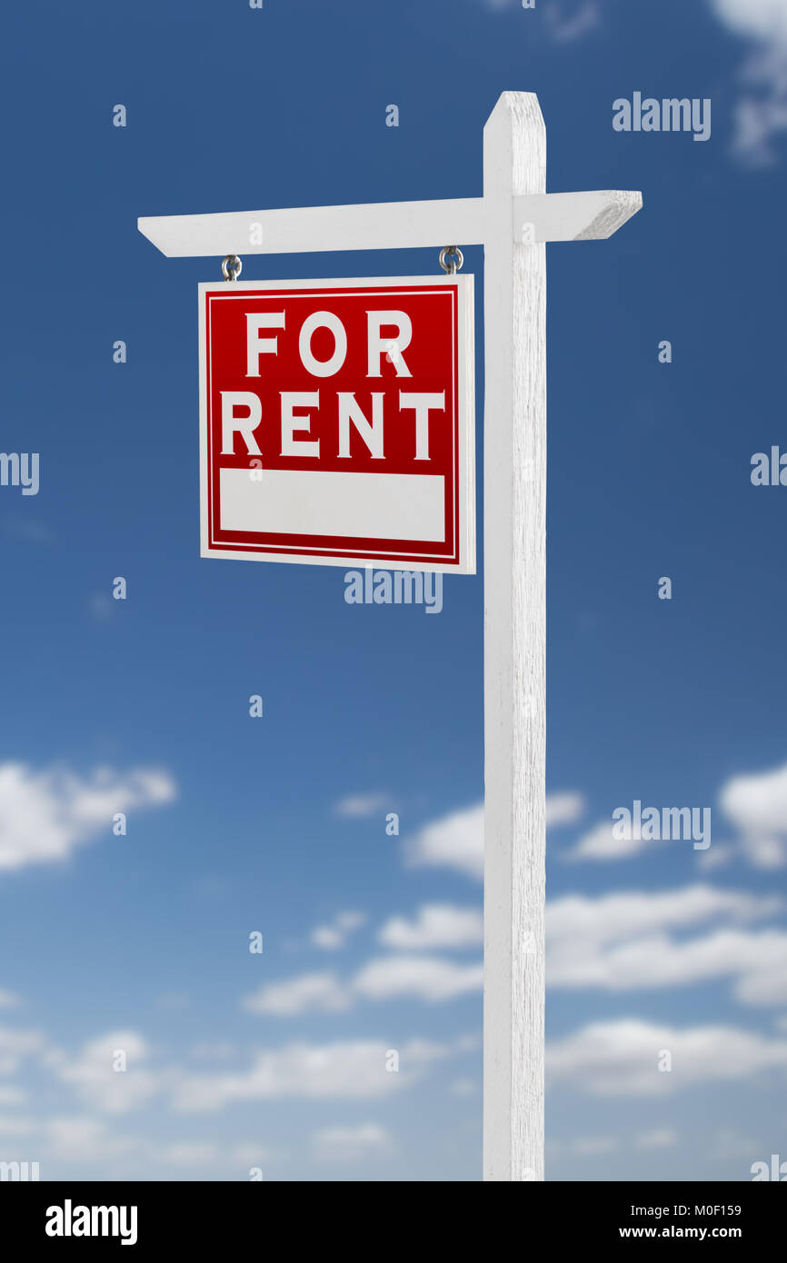 Left Facing For Rent Real Estate Sign on a Blue Sky with Clouds Stock ...