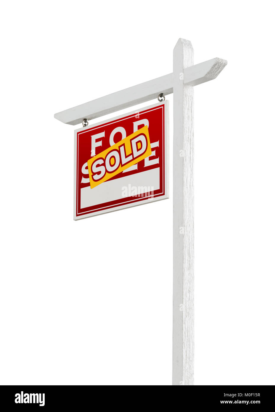 Left Facing Sold For Sale Real Estate Sign Isolated on a White ...