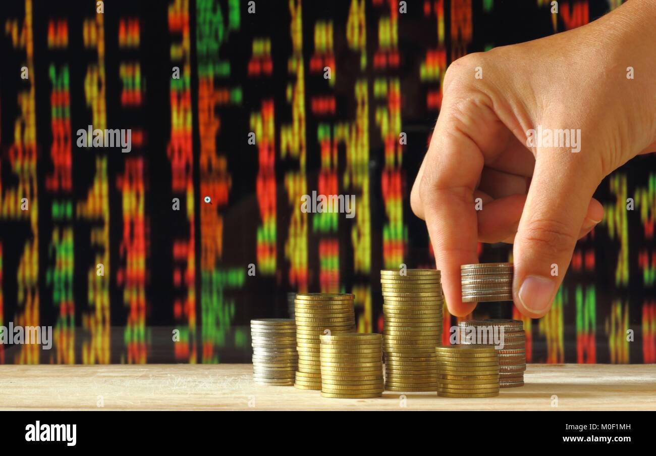 Save money with stack money coin for growing your business Stock Photo ...