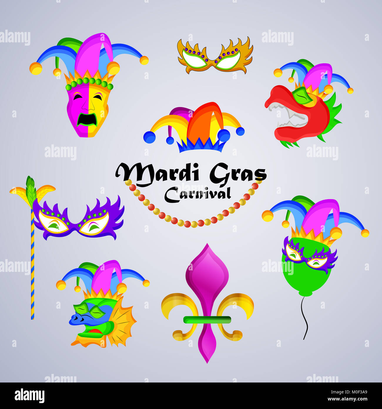 illustration of elements of Mardi Gras Carnival background Stock Photo ...