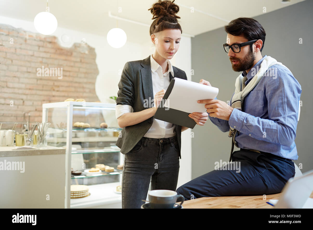 Explaining text of document Stock Photo - Alamy