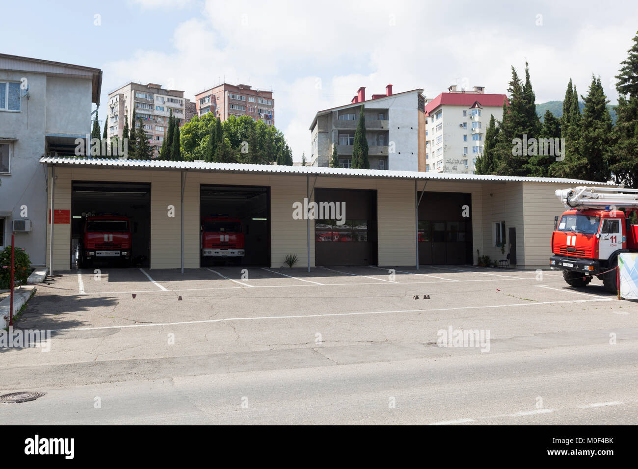Lazarevskoe, Sochi, Krasnodar region, Russia - July 2, 2014: Firehouse ...