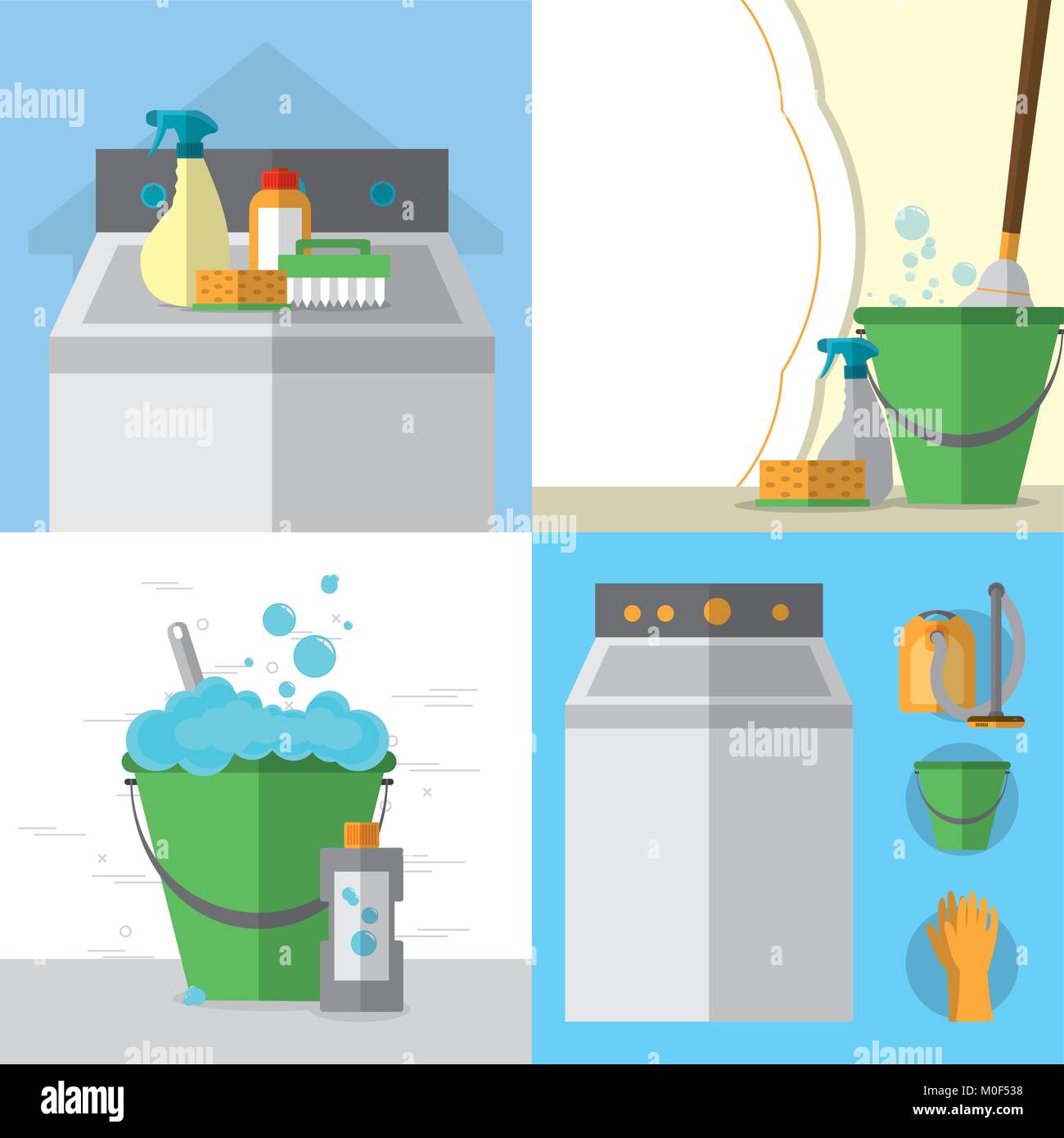 Cleaning utensils Stock Vector Images - Alamy