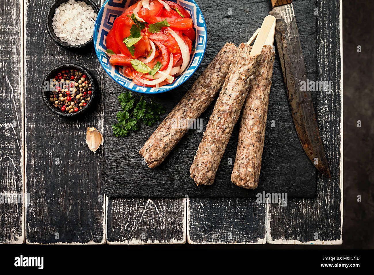 Minced meat kebab Stock Photo - Alamy