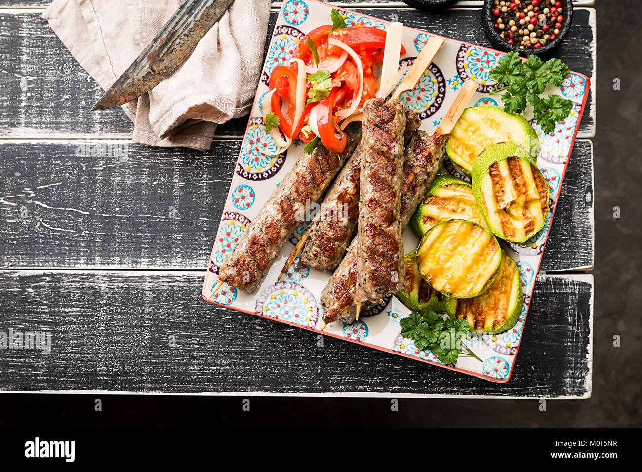 Minced meat kebab Stock Photo - Alamy