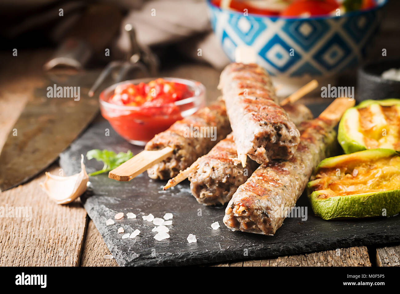 Minced meat kebab Stock Photo - Alamy