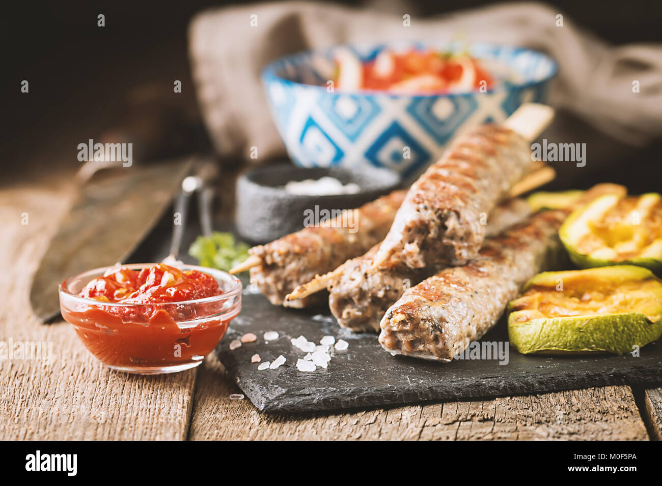 Minced meat kebab Stock Photo - Alamy