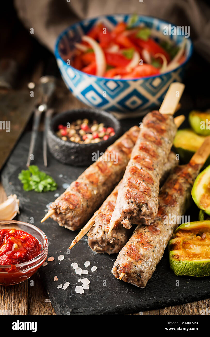 Minced meat kebab Stock Photo - Alamy