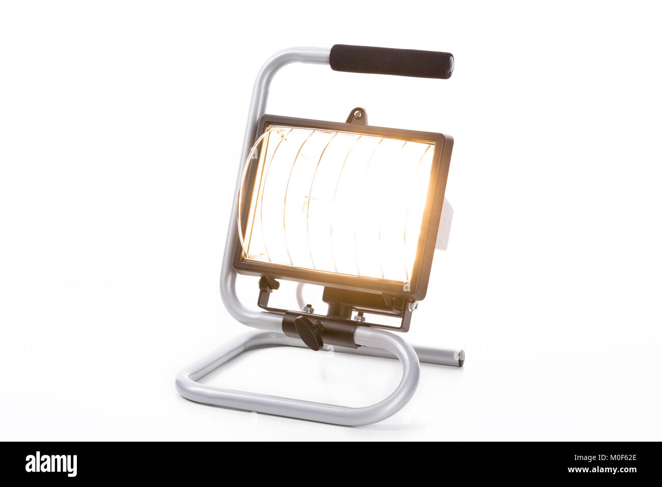 Construction light isolated on white background, closeup, with burning ...