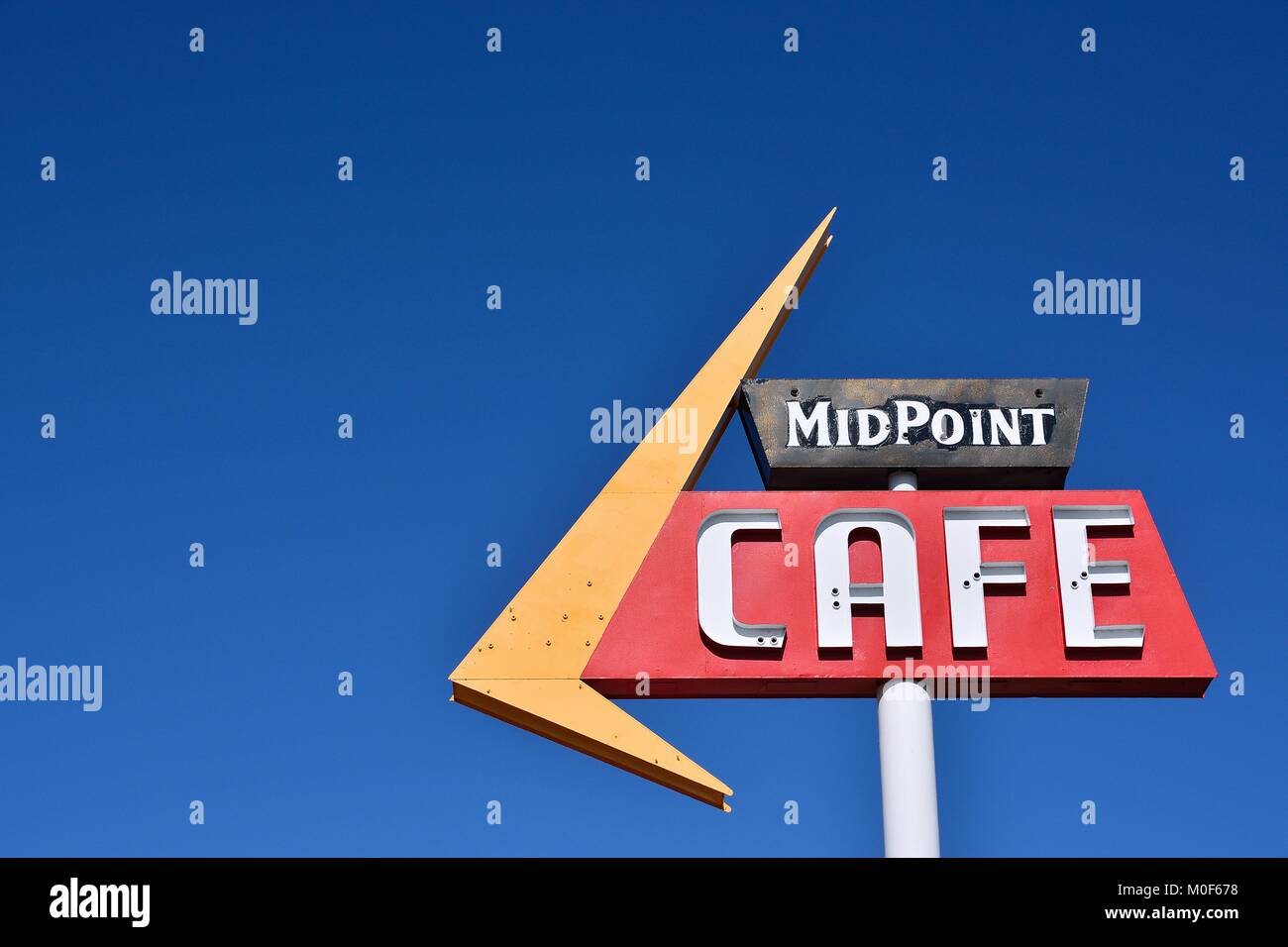 ADRIAN, TEXAS - JULY 21: Midpoint Cafe Route 66 on July 21 2017 in ...