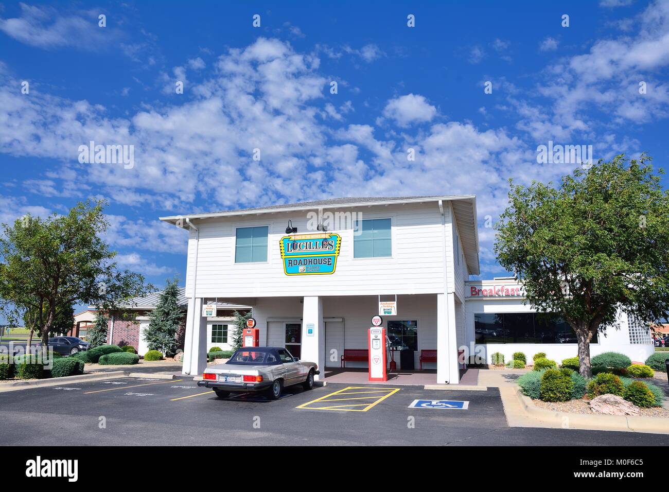 Hydro, Oklahoma - July 20, 2017 : Lucille's Service Station, a classic ...