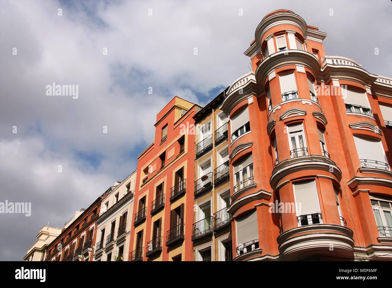Mediterranean architecture in Spain. Old apartment buildings in famous ...