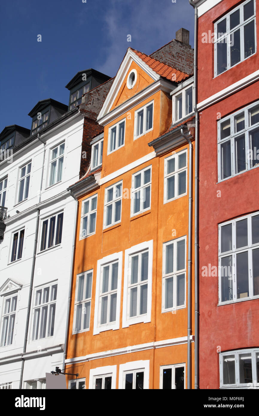 Copenhagen, Denmark - colorful buildings of Nyhavn street. Oresund ...