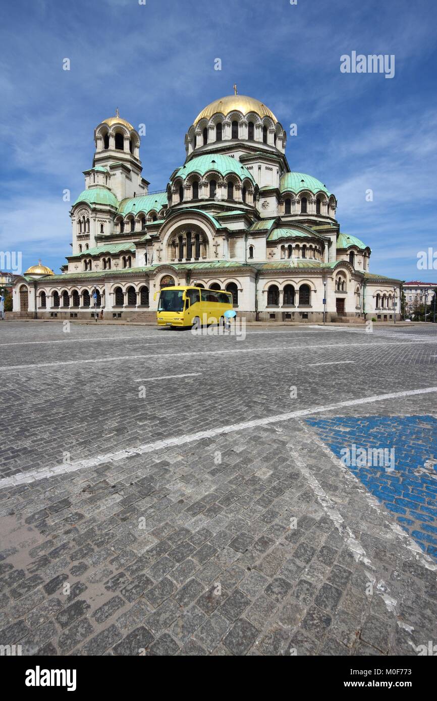 Sofia, Bulgaria - Alexander Nevsky Orthodox Cathedral. Neo-Byzantine architecture. Oborishte ...