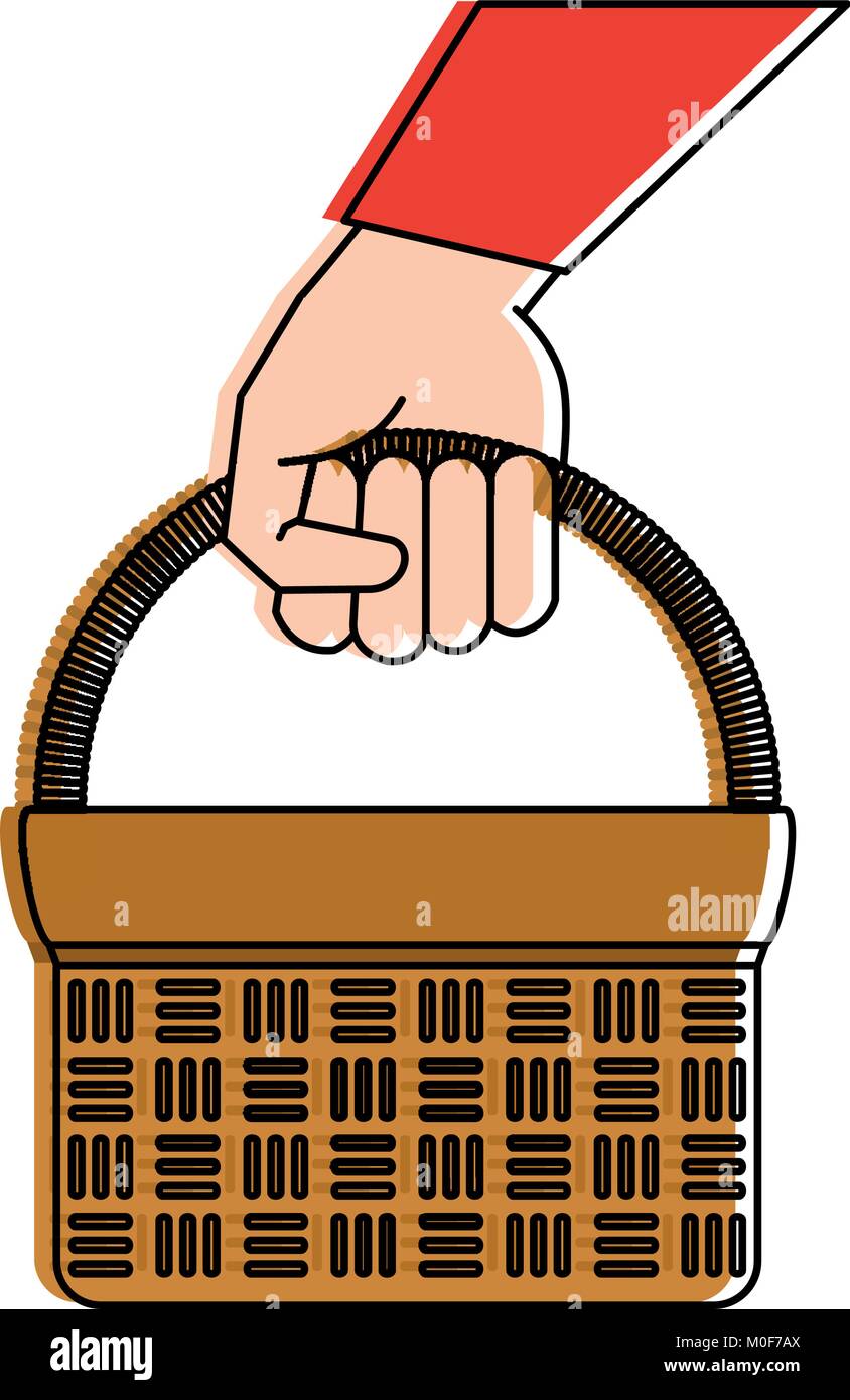 Holding wicker basket Stock Vector Images - Alamy