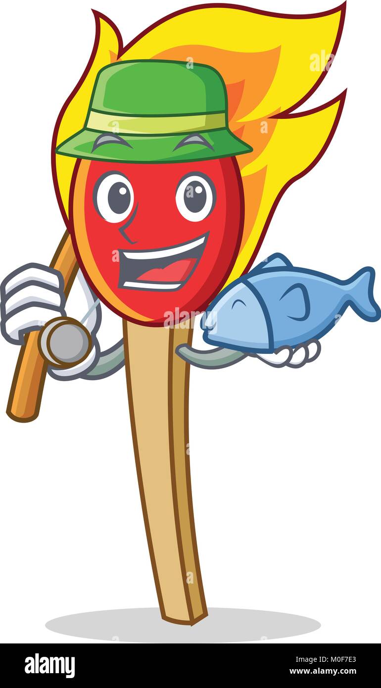 Fishing match stick mascot cartoon Stock Vector Image & Art - Alamy