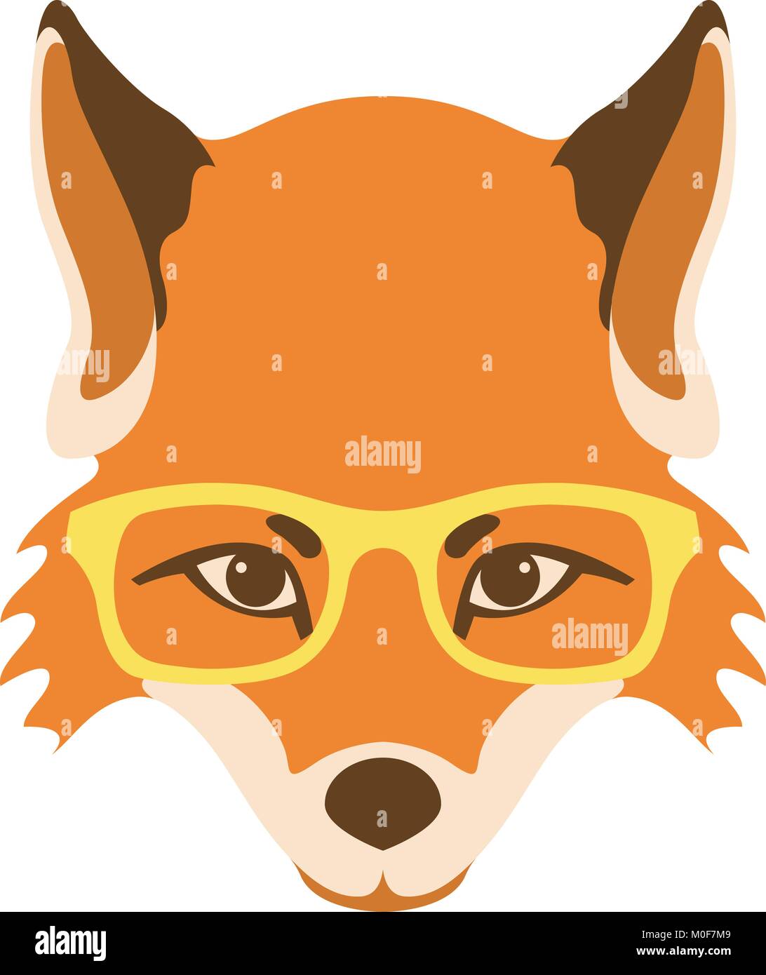 fox face in glasses vector illustration flat style front side Stock ...