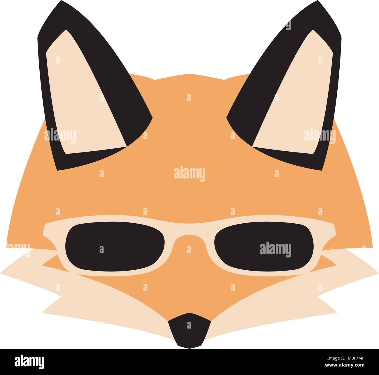 fox face in glasses vector illustration flat style front side Stock ...