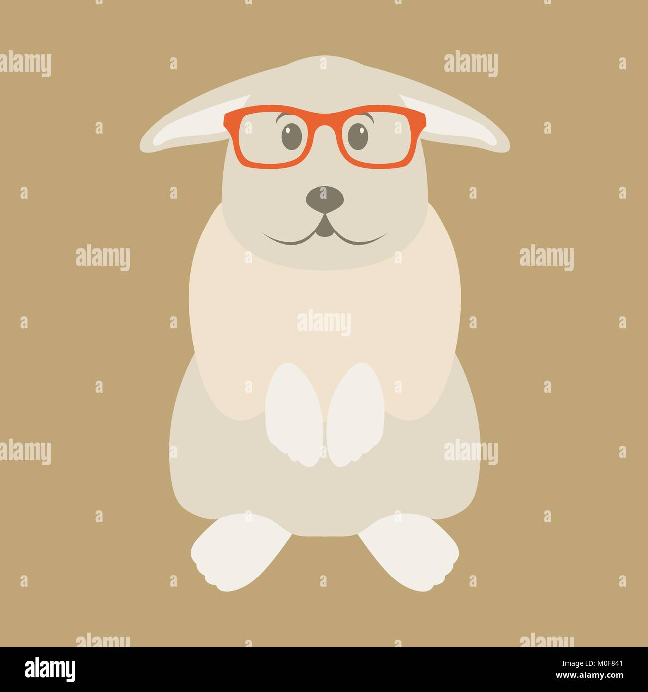 rabbit face head in glasses vector illustration flat style Stock Vector ...