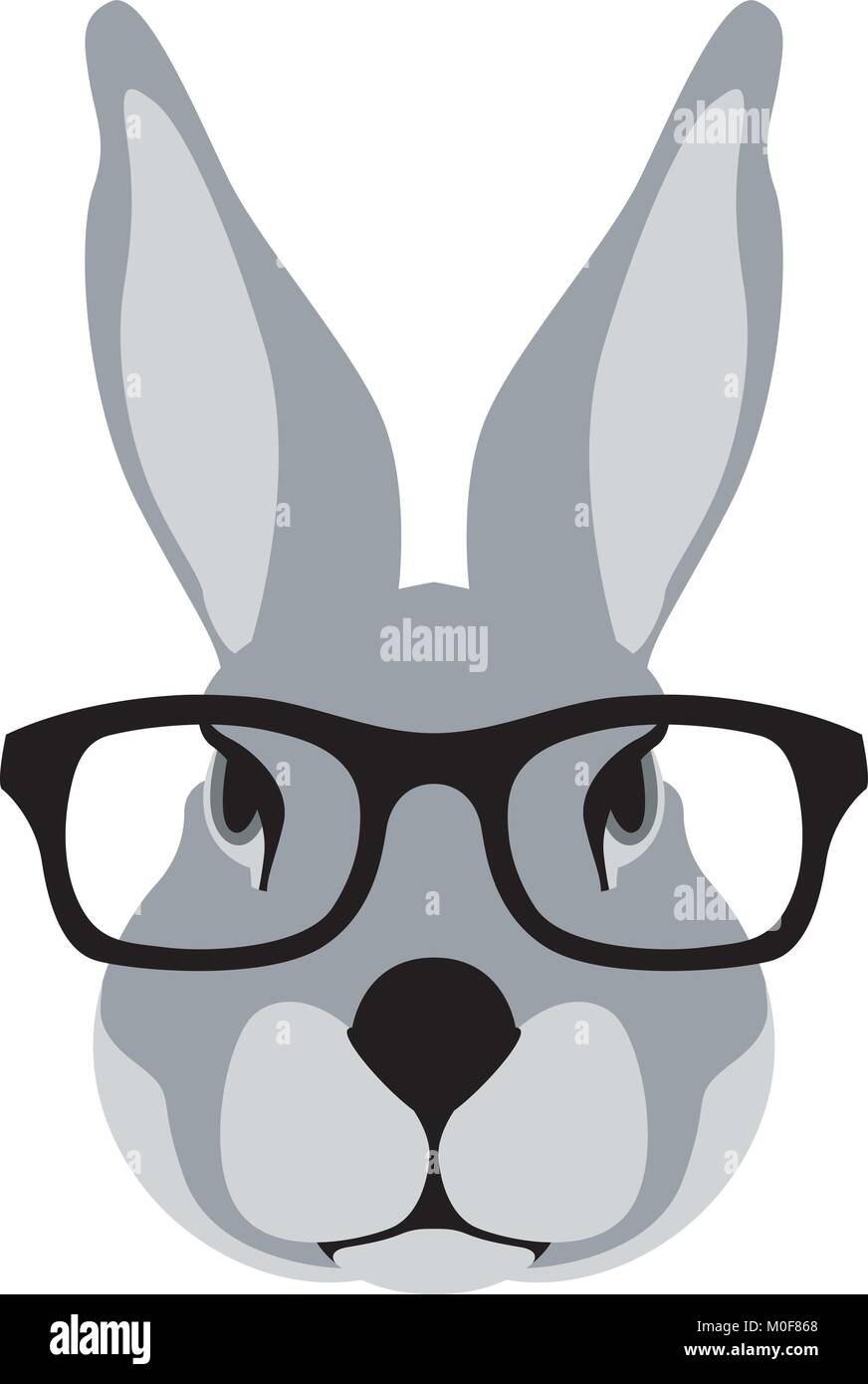 rabbit face head in glasses vector illustration flat style Stock Vector ...