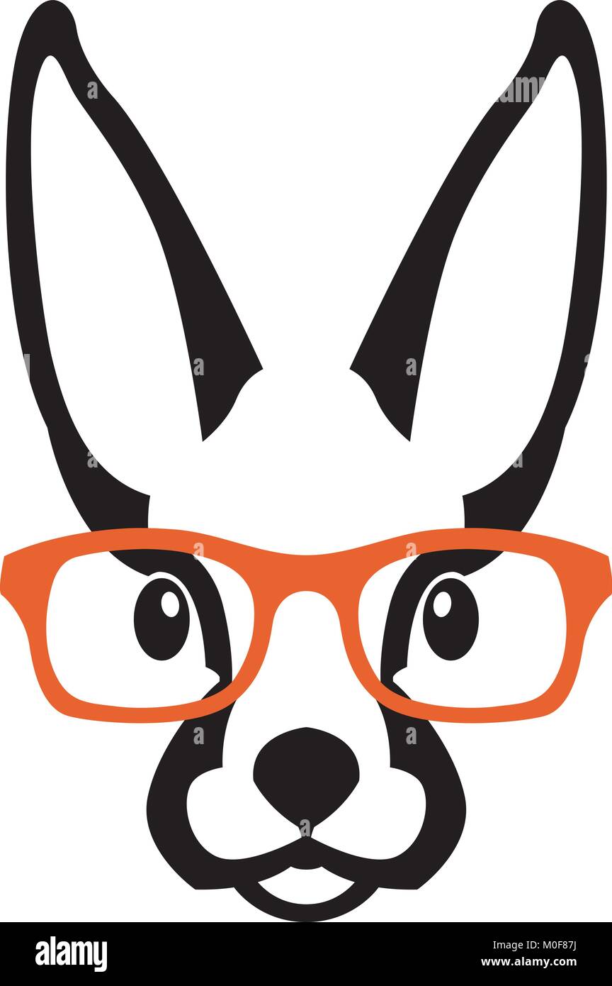 rabbit face head in glasses vector illustration flat style Stock Vector ...