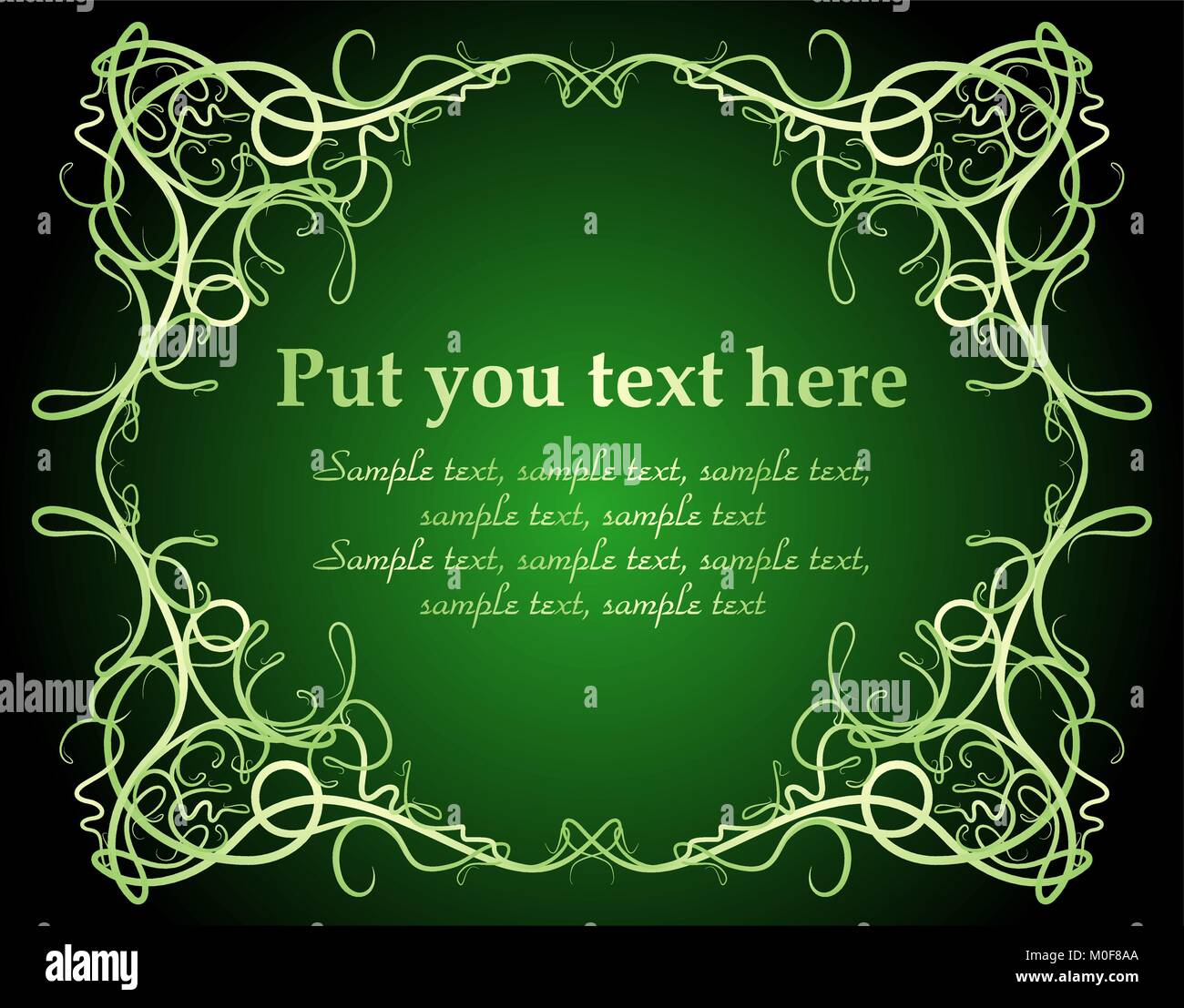 Abstract green background with floral frame Stock Vector Image & Art ...