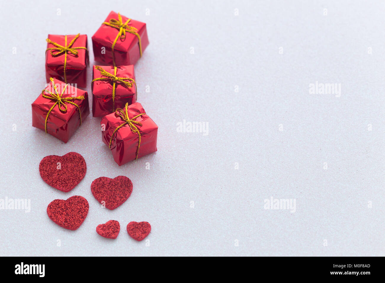 decorative hearts and gift boxes with space for dedications for a loved ...