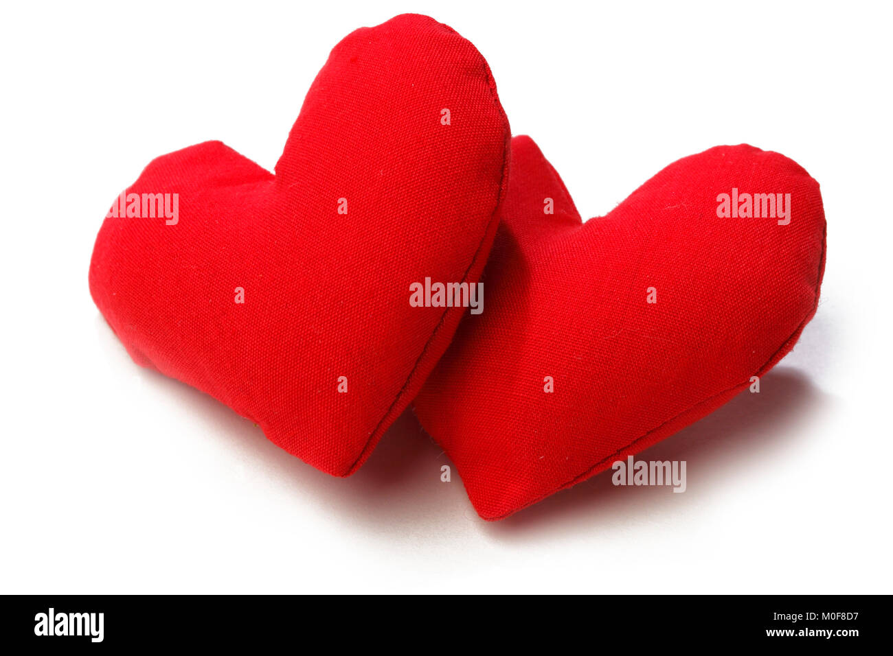A Pair Of Fabric Red Hearts Isolated On White Background Stock Photo ...