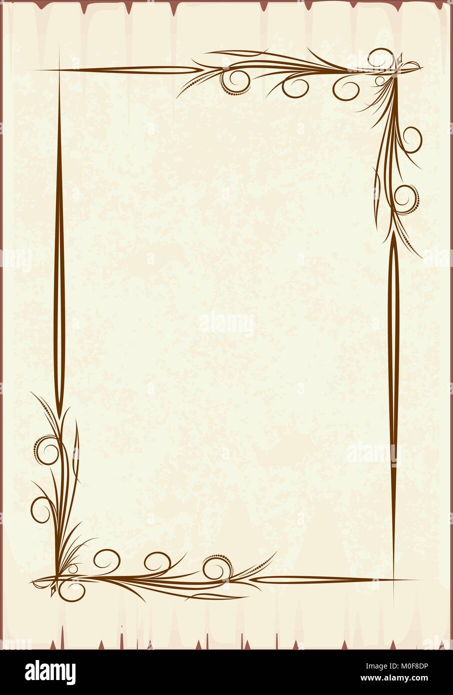 Old frame on aged paper. Retro vintage greeting card, invitation or ...