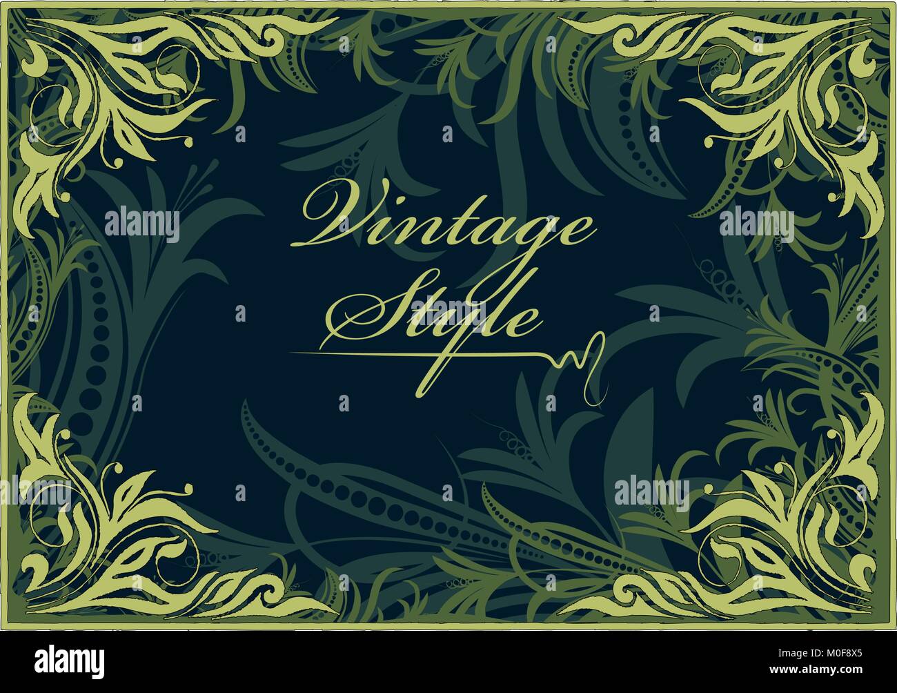 Abstract green background with floral frame Stock Vector Image & Art ...