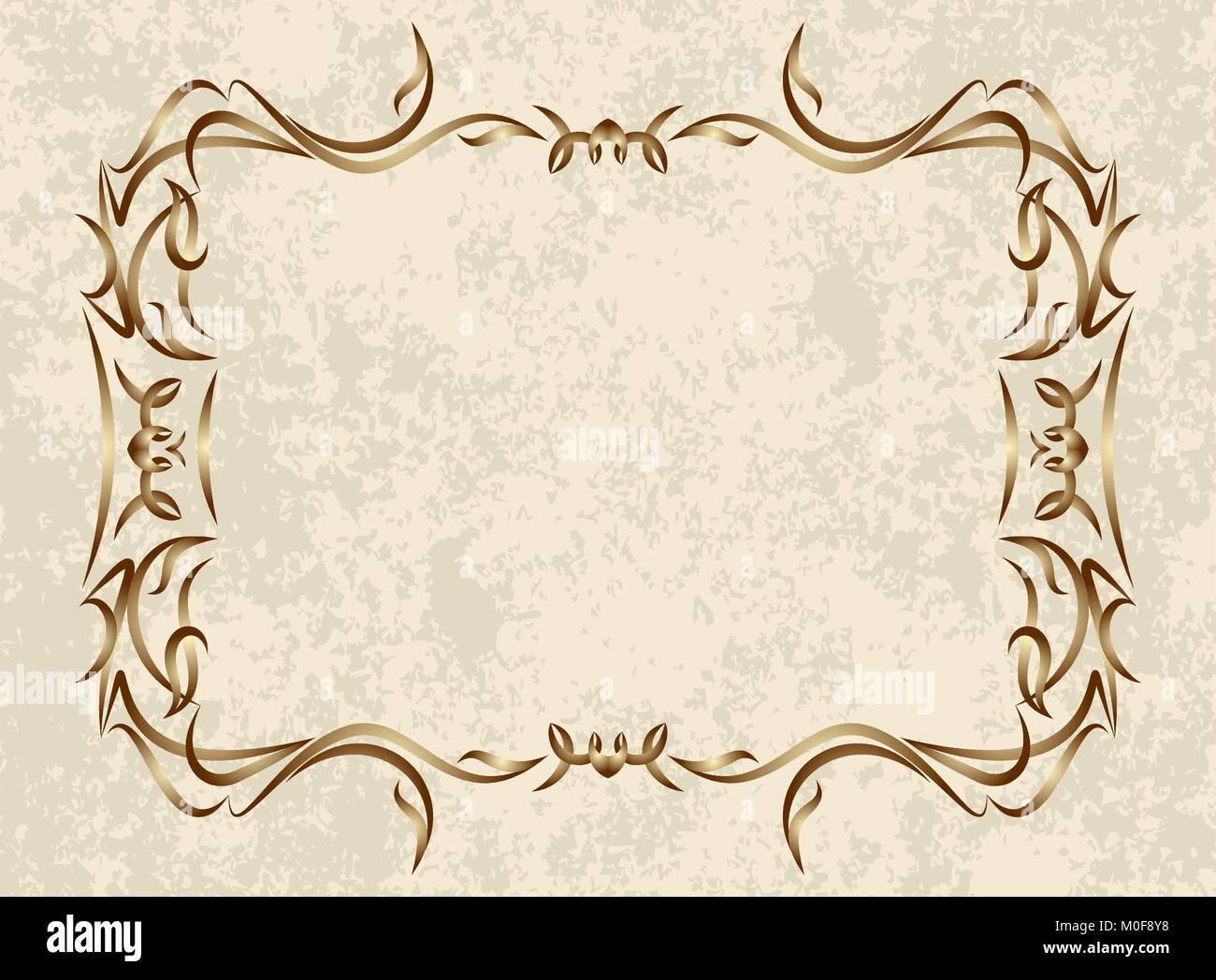 Old frame on aged paper. Retro vintage greeting card, invitation or ...
